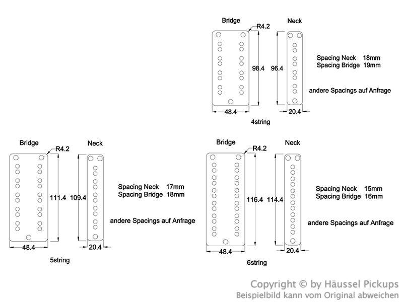 Häussel 6-Saiter Jazzbucker Neck-PU Schmal - Dein Gitarrenteile und ...